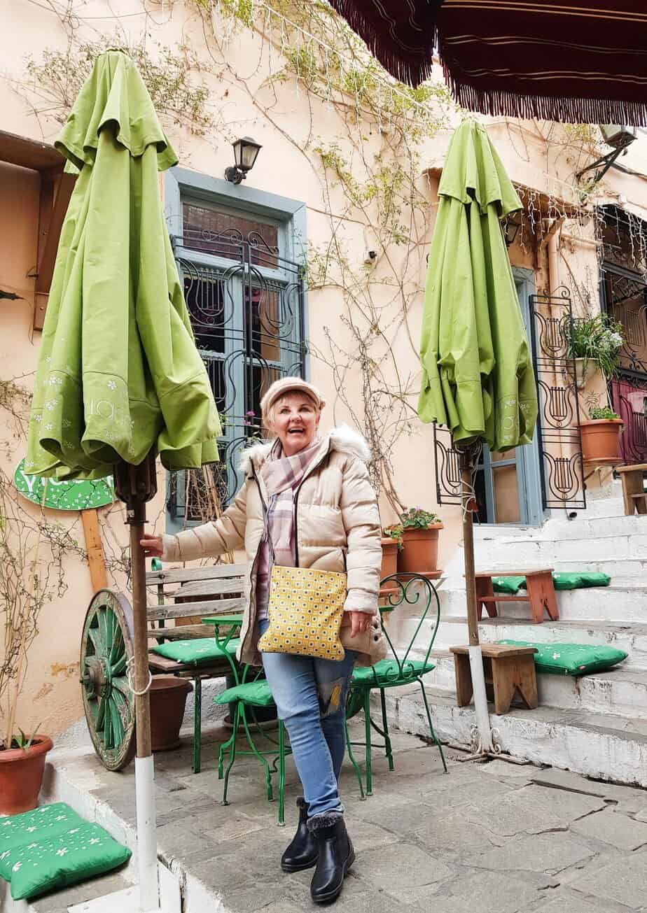 On the steps of Yiasemi Cafe Athens - sweet-streets